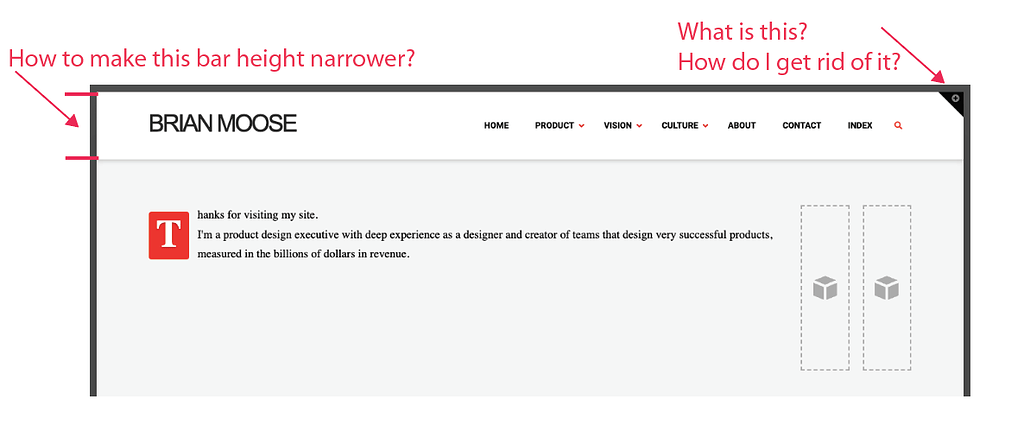 Narrow menu bar height and, what is this and how to remove it - Support - Themeco Forum