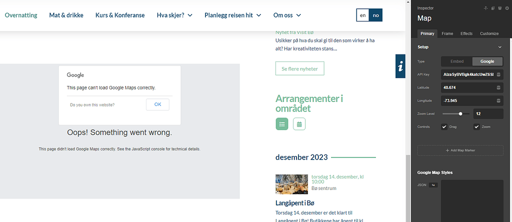 Google Maps not displaying even with valid API Key - Support - Themeco Forum