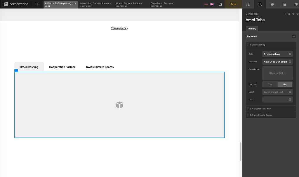 Dynamic Tabs Component: First Tab Renders Broken In Cornerstone Editor ...
