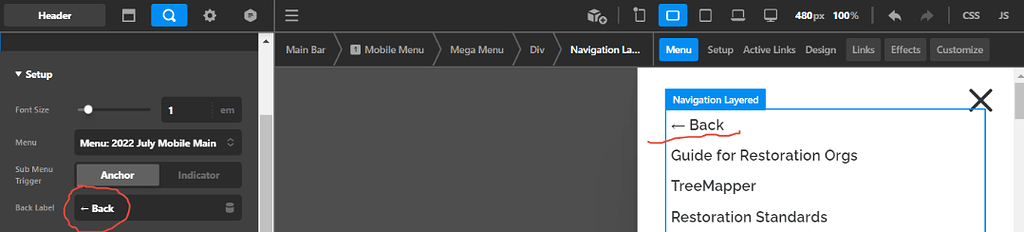 Update the CSS properties for Back Label in Navigation Layered Menu - Support - Themeco Forum