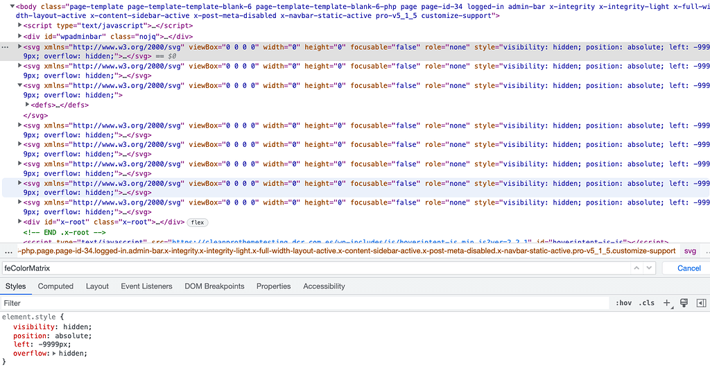 All pages are output with a bunch of hidden SVGs. What are they for? Is there a way to prevent ...