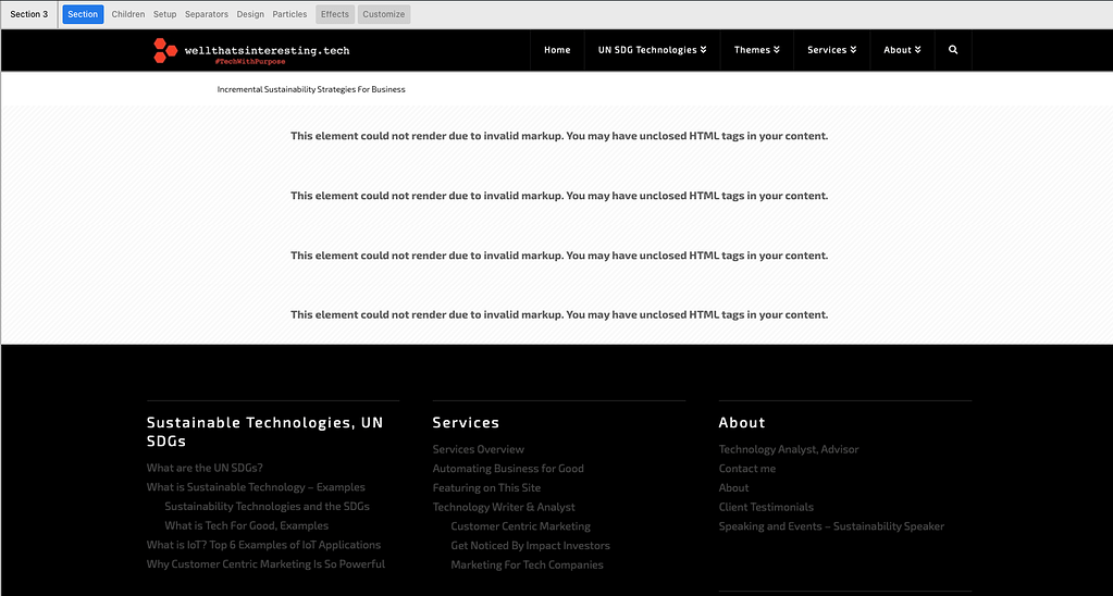 This element could not render due to invalid markup. You may have unclosed HTML tags in your ...