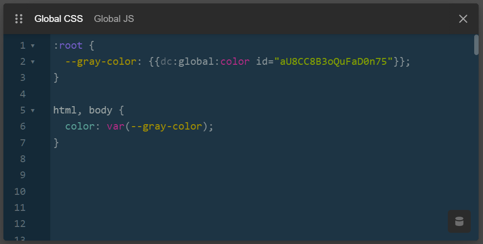Please add global color JSON to your parameters documentation - Support ...